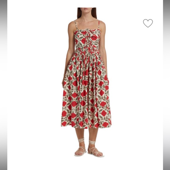 RHODE | Dresses | Nwt Rhode Katrina Floral Red And White Midi Dress ...